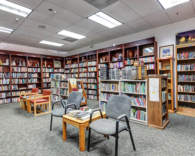 The reading nook we all wish we had at home&mdash;comfortable chairs surrounded by thousands of stories waiting to be discovered.