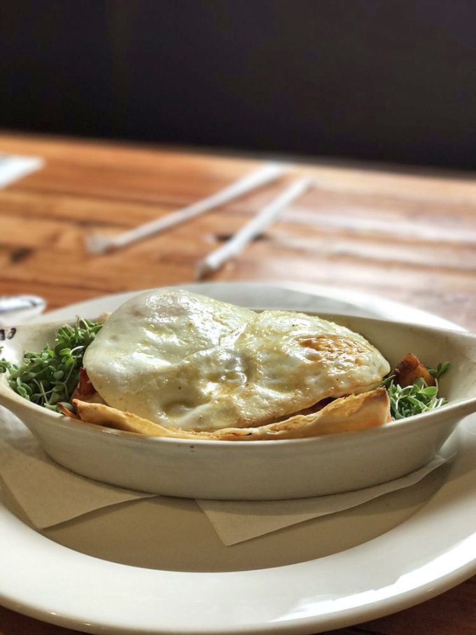 Breakfast goes formal evening wear&mdash;a perfectly melted cheese blanket draped over what might be the most photogenic breakfast creation in Pennsylvania.
