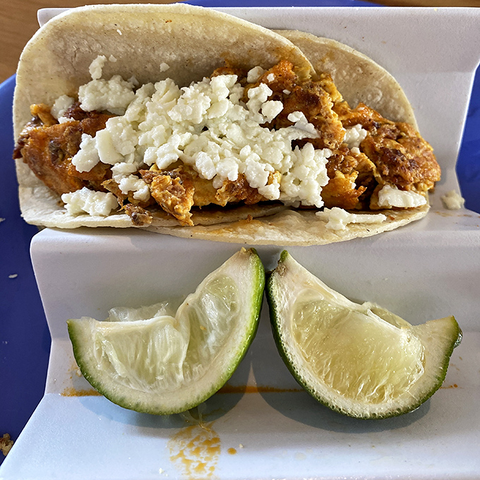 Not your abuela's tacos, but she'd approve anyway. Crispy shells cradle seasoned protein topped with crumbled cheese&mdash;breakfast speaks a universal language.