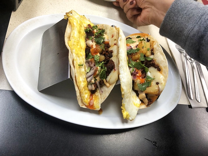 Breakfast tacos that bridge cultures &ndash; scrambled eggs and savory fillings nestled in warm tortillas create handheld happiness worth waking up for.