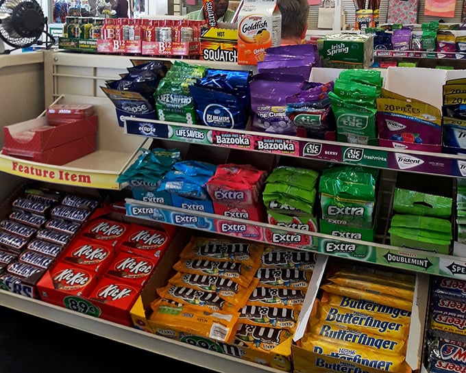 Candy land for grown-ups! Name-brand chocolate temptations arranged like a sweet tooth's dream sequence.