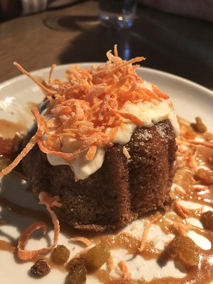 Carrot cake reimagined with crispy carrot threads and a caramel drizzle. Vegetables have never been so thrilled to be dessert.