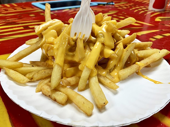 Cheese fries that don't skimp on the good stuff &ndash; a golden cascade of melty goodness that makes sharing nearly impossible.