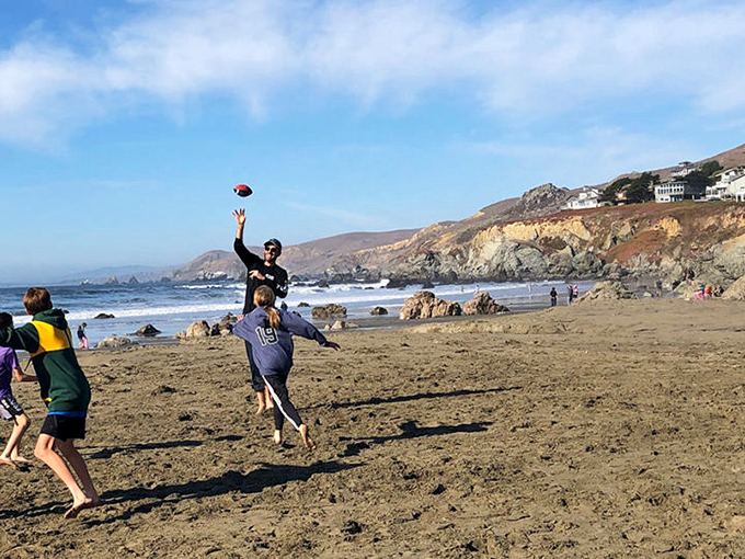 Football on the beach&mdash;where dropped passes are forgiven and sandy high-fives are mandatory. Weekend warriors finding their playground.
