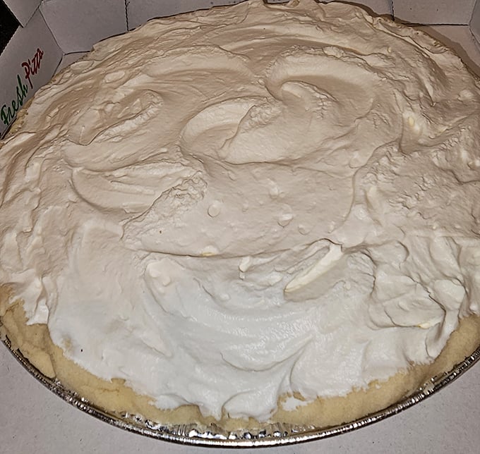 This cream pie's peaks and valleys could give the Cascades a run for their money. Meringue as art form.