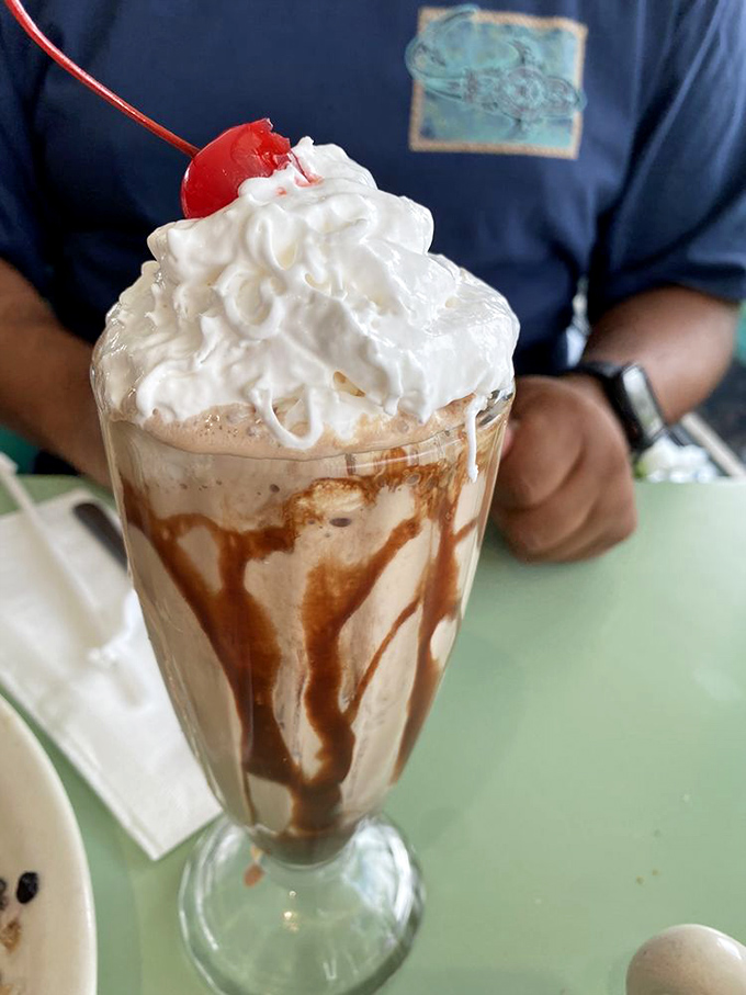 This isn't just a milkshake&mdash;it's a tower of happiness with a cherry on top. Drinking dessert has never looked so justified.