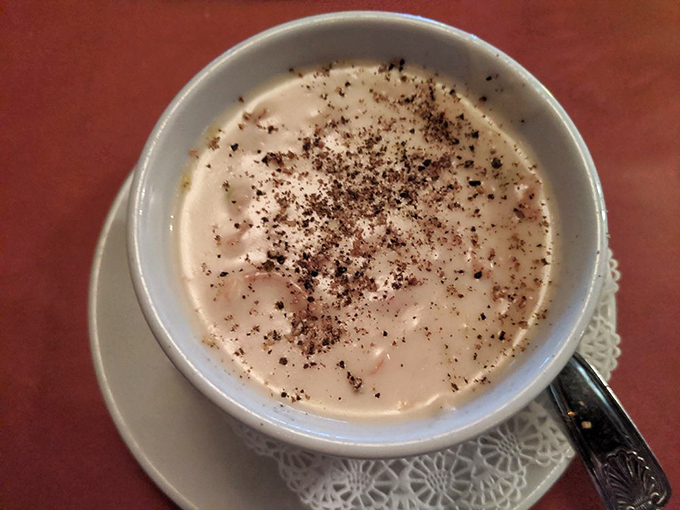 The legendary clam chowder that launched a thousand return visits. Creamy, hearty, and sprinkled with just enough black pepper to wake up your taste buds.
