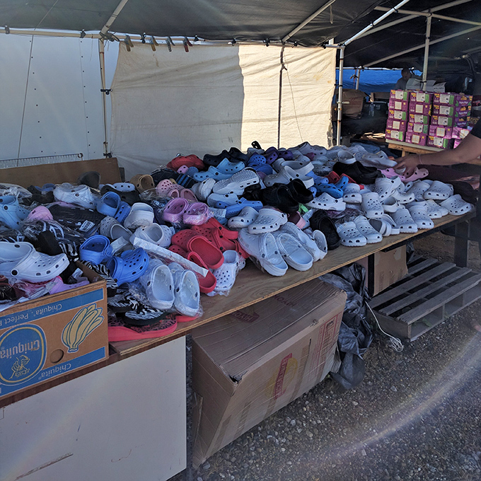 The Croc revolution continues unabated at Reits, where comfort footwear comes in every color imaginable and some that defy description.