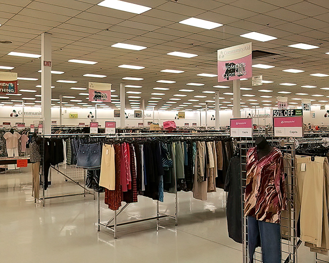 Women's clothing organized with department store precision but yard sale prices&mdash;the holy grail of retail therapy without the financial hangover.