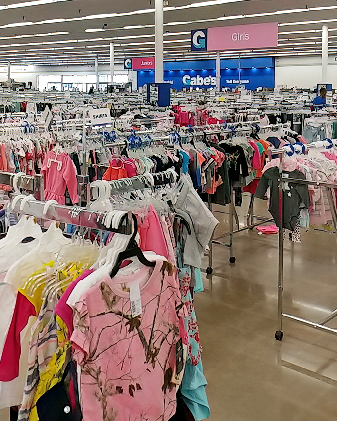 Pink dominates the girls' section, where parents can outfit growing kids without growing their credit card debt.