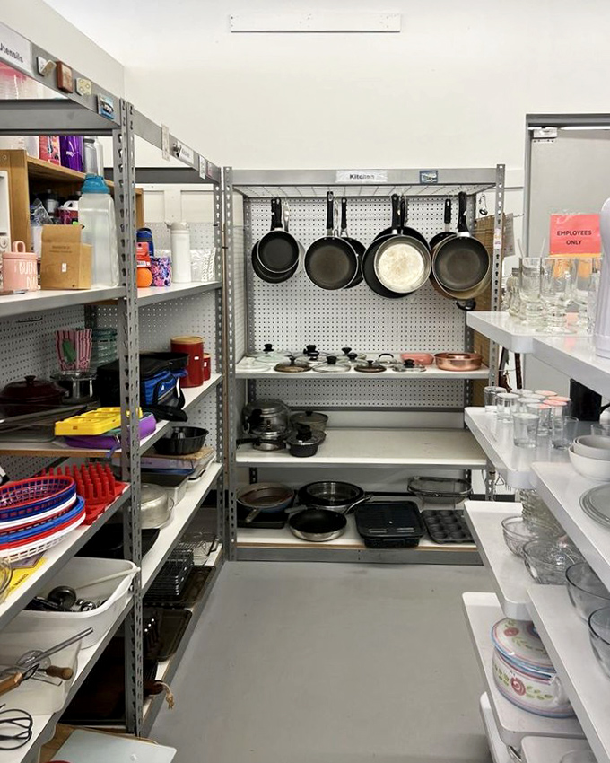 Cast iron skillets and vintage cookware waiting to make someone's kitchen dreams come true.