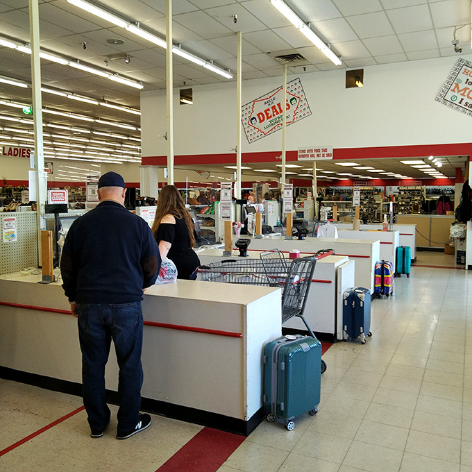The final frontier of thrift shopping&mdash;checkout counters where the thrill of the hunt meets the satisfaction of a bargain scored.