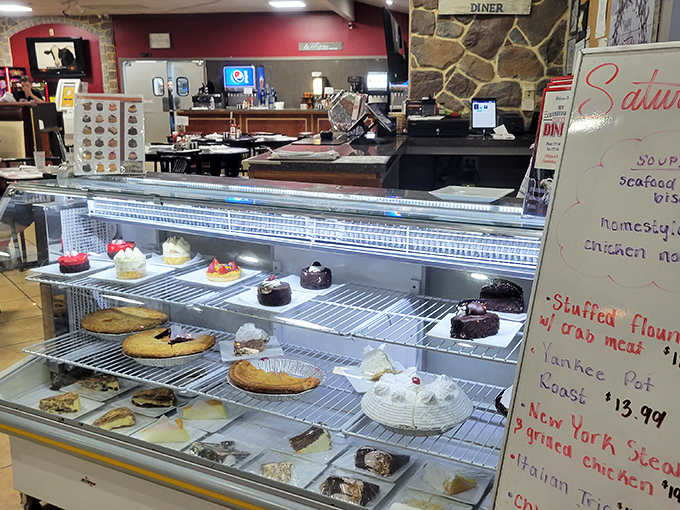 Life's big questions answered in one display case: "Should I be good or should I have that chocolate cake?" The cake always wins.