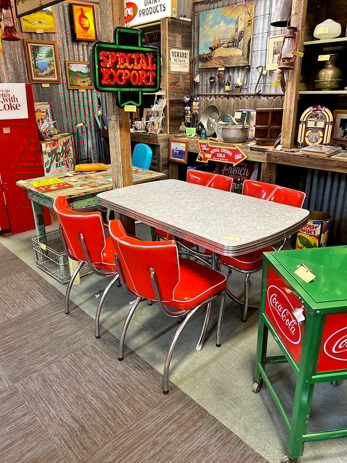 This mid-century dining set isn't just furniture—it's a time machine waiting to host your next meal with a side of 1950s nostalgia.