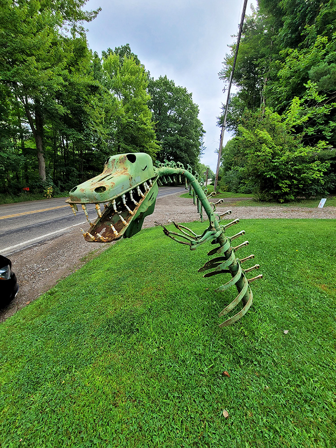 This prehistoric predator proves dinosaurs didn't completely disappear&mdash;they just transformed into spectacular scrap metal masterpieces along Route 5.