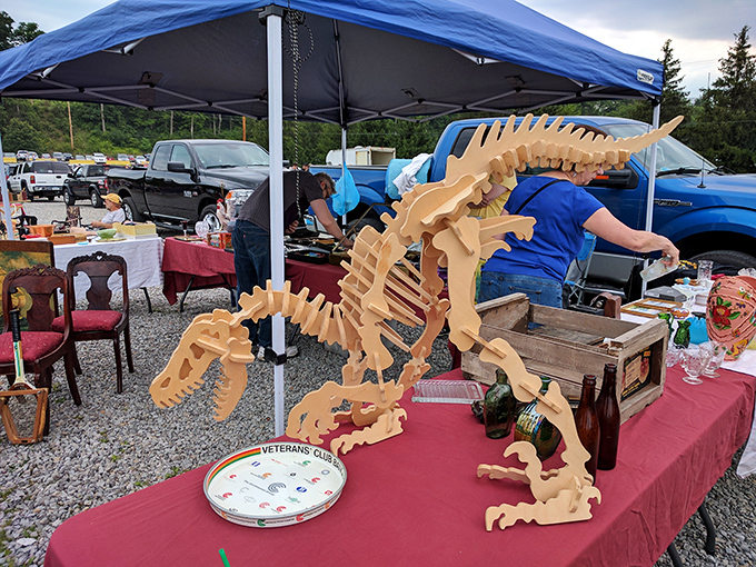 This wooden dinosaur skeleton isn't just a conversation piece&mdash;it's practically begging to terrify your cat and fascinate your grandkids simultaneously.