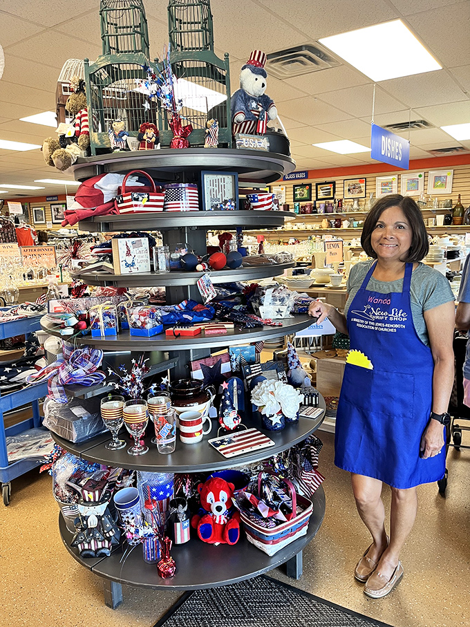 A patriotic display that would make Uncle Sam proud—proof that one person's holiday decorations become another's year-round joy.