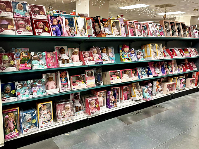 The doll section looks like a convention of tiny plastic people, all dressed up with somewhere to go&mdash;your home, perhaps?