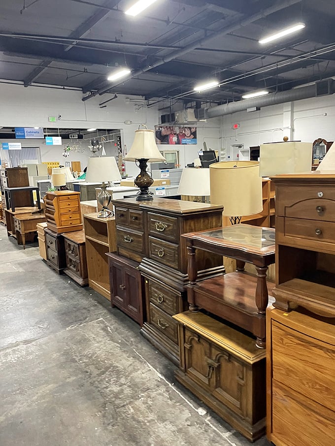 A lineup of nightstands and dressers standing at attention like wooden soldiers. Each drawer holds potential for organizing your life's little necessities.