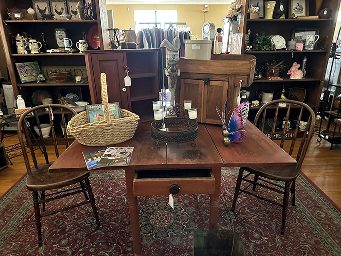 This antique drop-leaf table isn't just furniture; it's a stage where countless family dramas, celebrations, and everyday moments once played out.