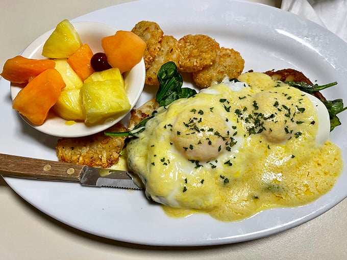 Eggs Benedict that would make the Pope himself convert to the Church of Breakfast. That hollandaise sauce should have its own fan club.