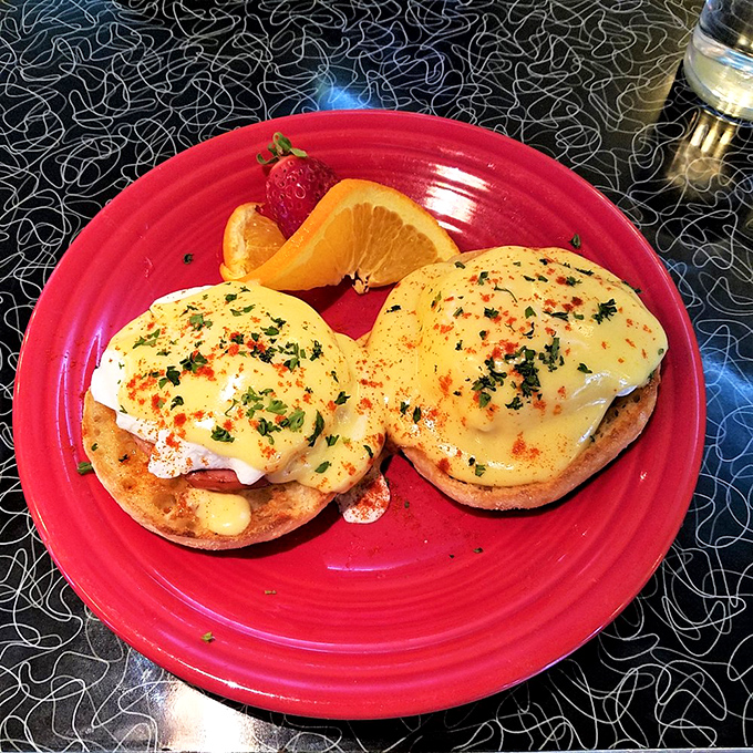 These eggs Benedict aren't just breakfast&mdash;they're tiny thrones of English muffin royalty, crowned with perfectly poached eggs and hollandaise regalia. 
