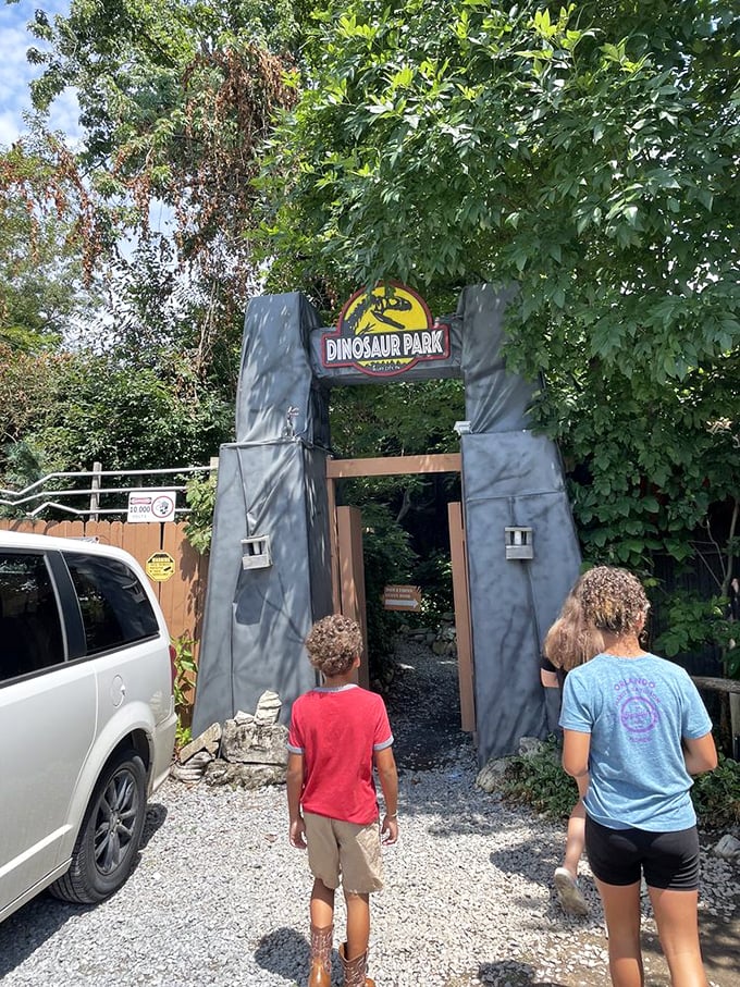 This impressive Stegosaurus blends surprisingly well with its woodland surroundings. Mother Nature's camouflage department clearly had some interesting ideas.