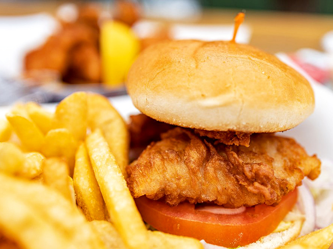The fish sandwich&mdash;where local rock cod gets dressed up like a burger but maintains its seafood dignity under a golden batter tuxedo.