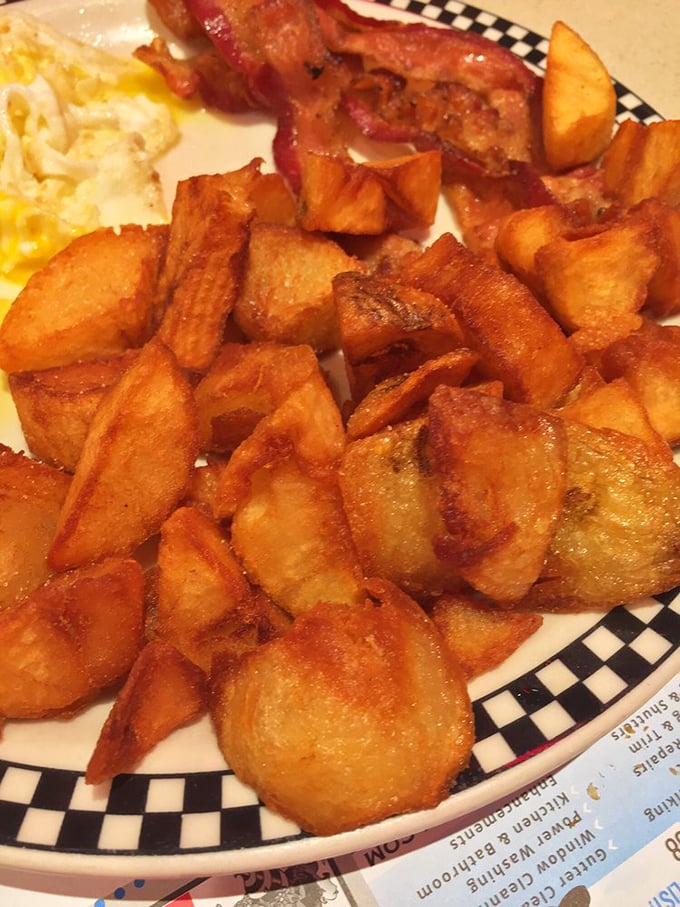 These aren't just any home fries &ndash; they're golden-brown potato nuggets of happiness, crispy outside and fluffy inside, like edible sunshine on a plate.