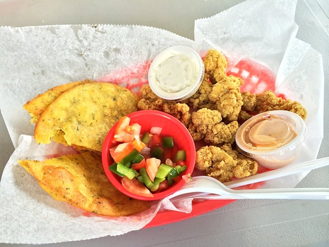 Gator nuggets that make you question why you've been wasting your life on chicken &ndash; golden-crisp outside, tender inside, and absolutely worth the drive.