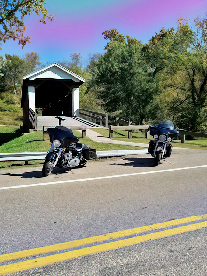 Even motorcyclists can't resist pulling over when something this photogenic appears on their route.