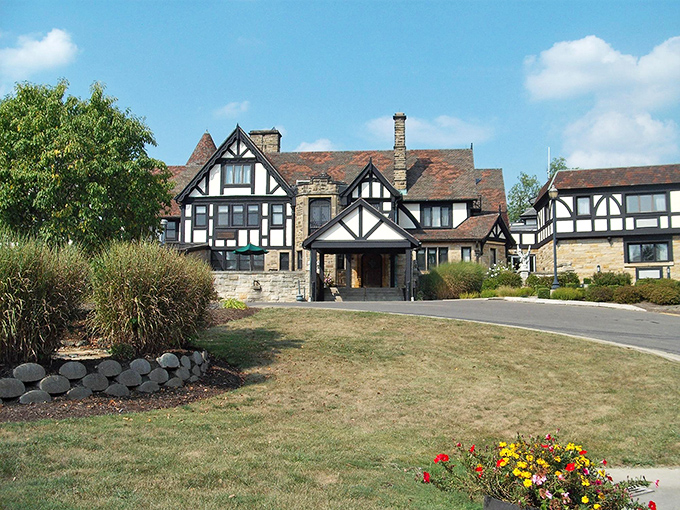 "I've been expecting you," whispers this Tudor mansion, looking like it was plucked from the English countryside and dropped in Ohio.