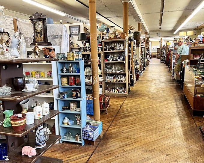 The collector's equivalent of a candy store. Each wooden shelf displays carefully curated treasures, with enough variety to satisfy any vintage appetite.