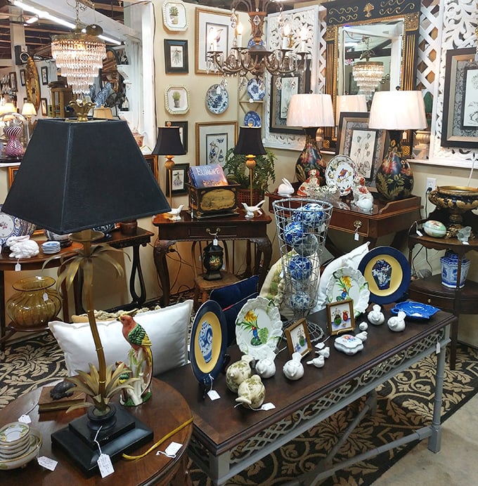 A lamp wonderland where every shade tells a story and every base has supported someone's late-night reading adventures.