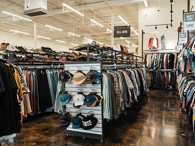 The men's section proves style isn't just for the ladies. Organized by size and color, shopping here beats digging through department store chaos.
