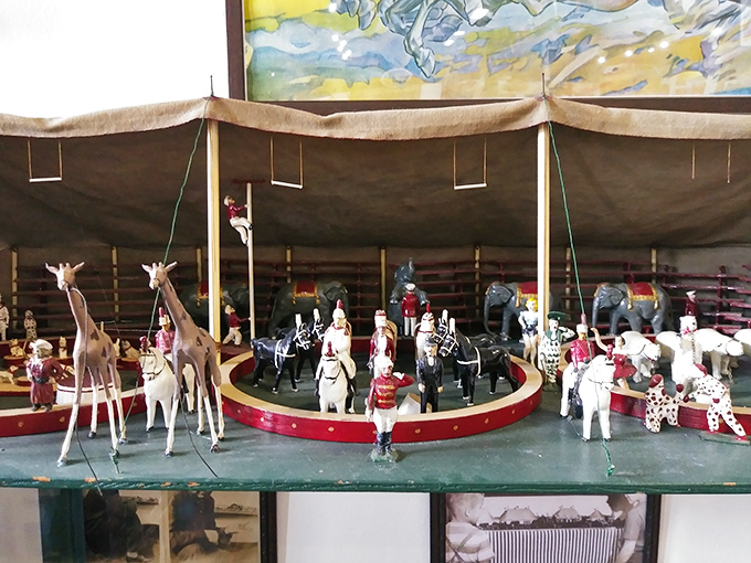Even in miniature, this circus display captures the grand spectacle that once amazed audiences under canvas tents.