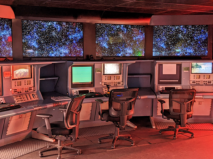 The control room display looks straight out of "Dr. Strangelove," complete with the eerie red glow that says, "Someone's about to make a very big decision."