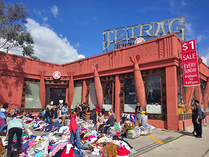 Sunday's dollar sale transforms the sidewalk into bargain hunter's paradise &ndash; arrive early, stay late. 