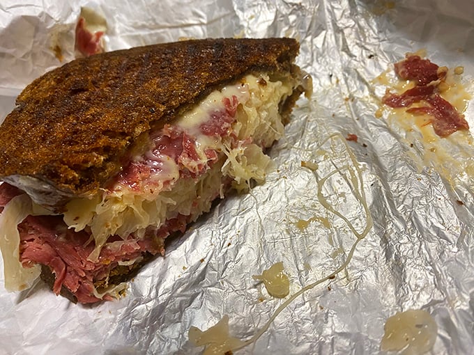 The star of the show: a pastrami sandwich that makes Manhattan delis nervously look over their shoulders. That sauerkraut isn't just along for the ride.