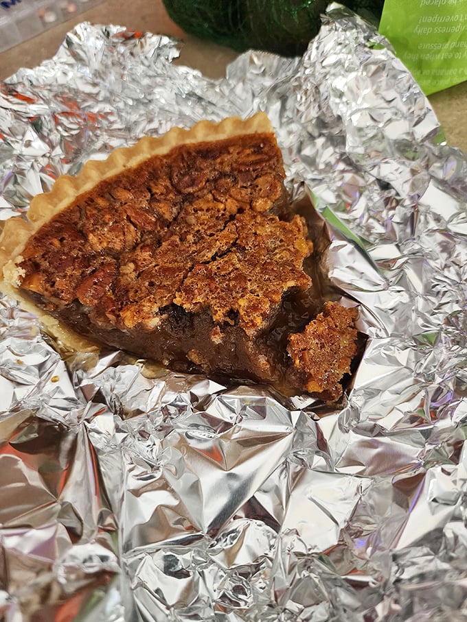 Pecan pie that would make a Southern grandmother nod in approval, wrapped in foil like the precious gem it truly is.