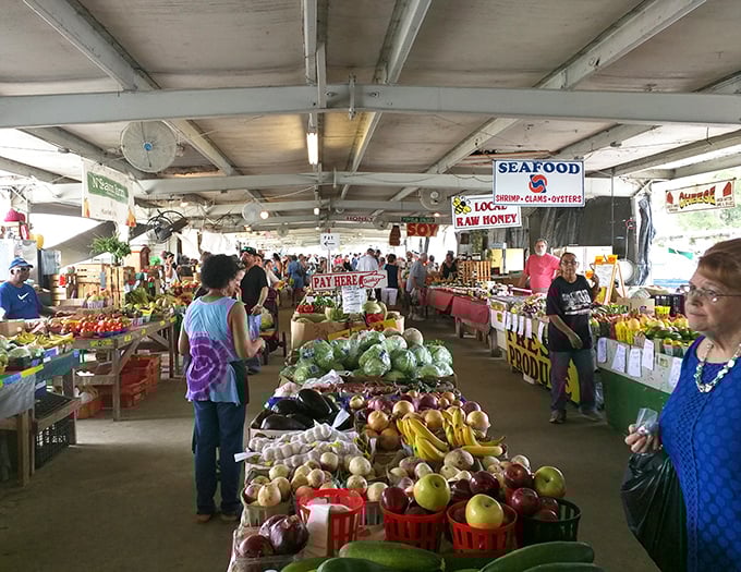 The produce section brings farm-fresh goodness indoors, proving this market feeds both homes and souls.