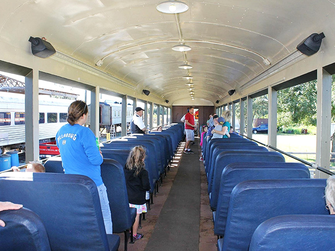 The past comes alive inside these vintage passenger cars, where modern families create memories in seats that have witnessed decades of journeys.