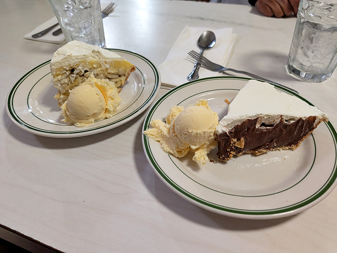 Two slices of heaven with ice cream melting into their warm embrace. Some people come to LA for celebrities; the wise ones come for these pies.