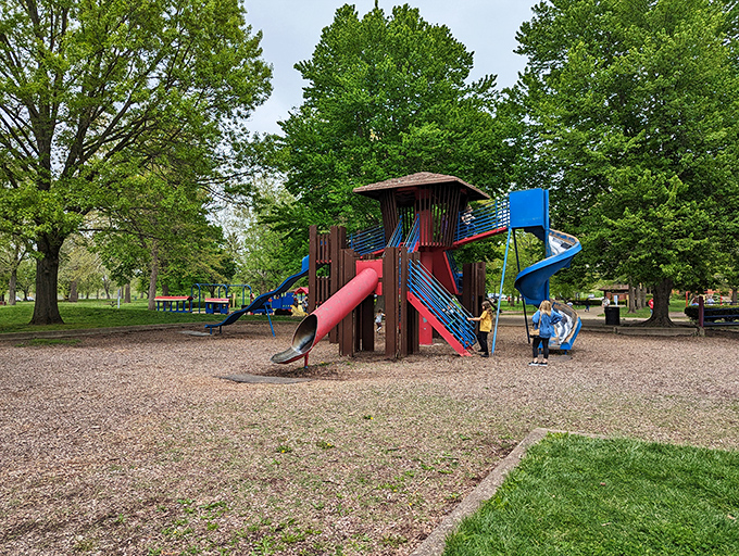 Where kids burn energy while parents contemplate how playground equipment has evolved since their own childhood days of metal slides and questionable safety standards.