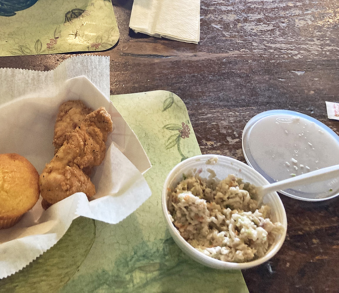 Simple pleasures done right: crispy chicken, creamy potato salad, and the satisfied feeling that you've found your new favorite comfort food destination.