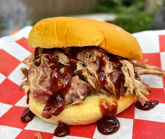 The legendary pulled pork sandwich&mdash;a mountain of smoky, tender meat that's had a meaningful relationship with wood smoke before meeting its soulmate: that soft bun.