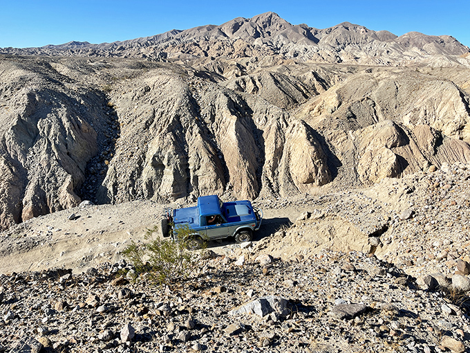 Off-roading paradise where your 4x4 becomes a time machine, traversing landscapes virtually unchanged since dinosaurs roamed California.
