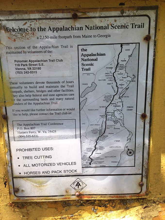 This weathered Appalachian Trail marker has guided more lost souls than a GPS with attitude. Maine to Georgia, no charging cable required.