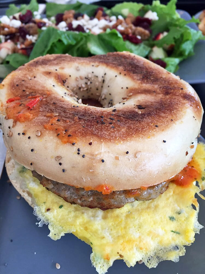 Not just a bagel sandwich but a proper breakfast monument, with perfectly cooked eggs and a toasted bagel that New Yorkers might actually respect.