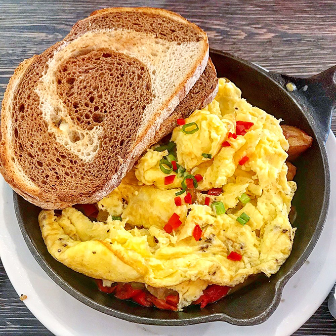 Scrambled eggs so fluffy, they could double as pillows for very tiny, very hungry people.